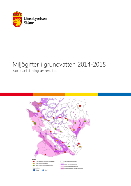 Miljögifter i grundvatten 2014-2015 | Länsstyrelsen Skåne