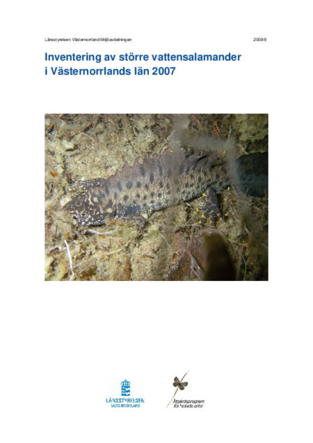Inventering av större vattensalamander i Västernorrlands län 2006 ...