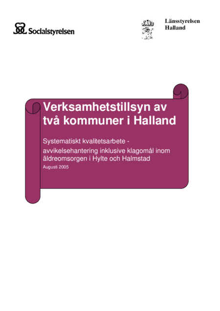 2005:24 - Verksamhetstillsyn av två kommuner i Halland | Länsstyrelsen ...