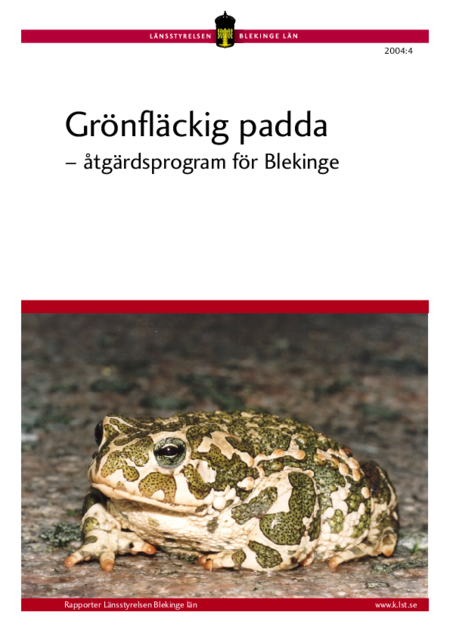 Grönfläckig padda Åtgärdsprogram för Blekinge | Länsstyrelsen Blekinge