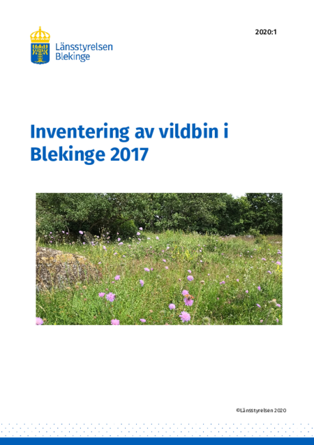 2020:1 Inventering av vildbin i Blekinge 2017 | Länsstyrelsen Blekinge