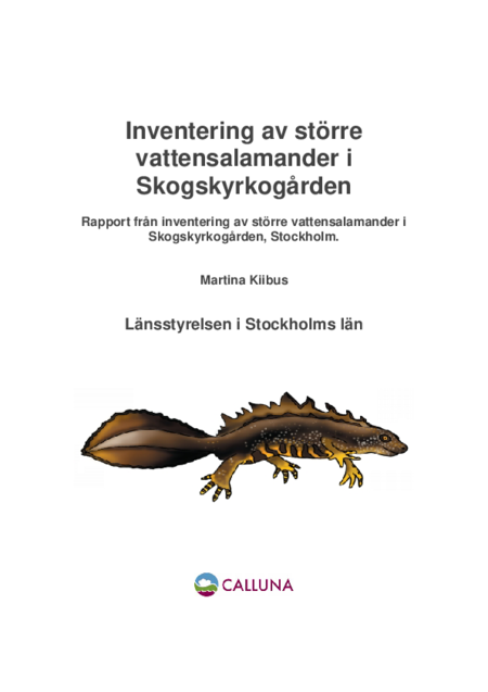 Inventering av större vattensalamander i Skogskyrkogården ...