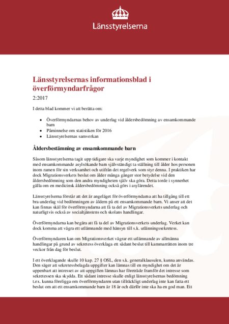 Länsstyrelsernas informationsblad i överförmyndarfrågor 2017:2 ...